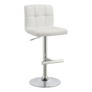 Lenny Adjustable Bar Stools Chrome and White (Set of 2) - Contemporary ...