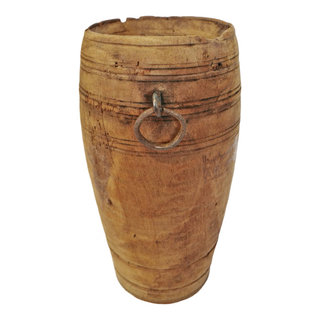 Consigned Old India Wood Pot 6 - Rustic - Indoor Pots And Planters - by ...
