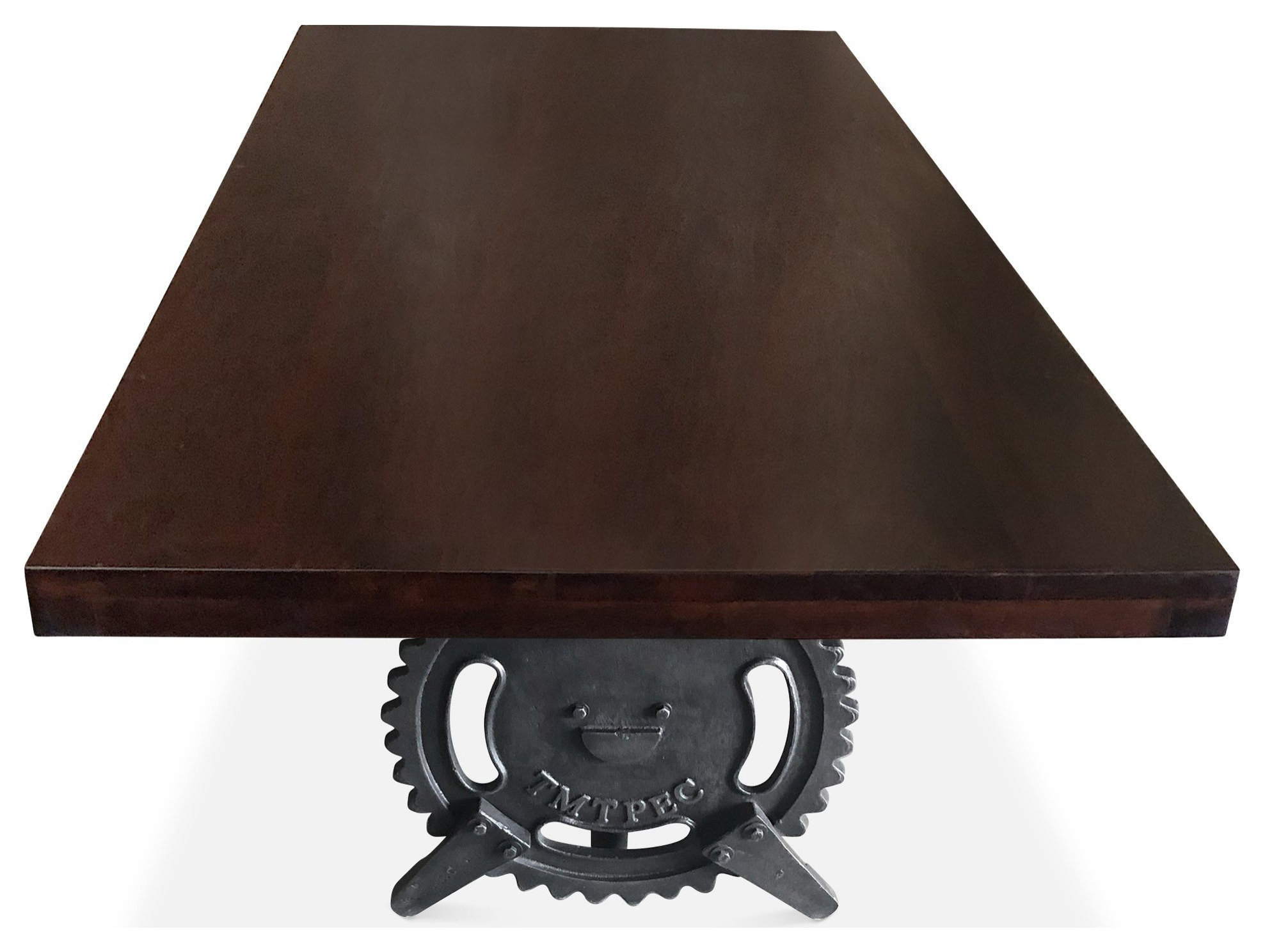 Steampunk Adjustable Dining Table - Iron Crank Base - Mahogany Top ...