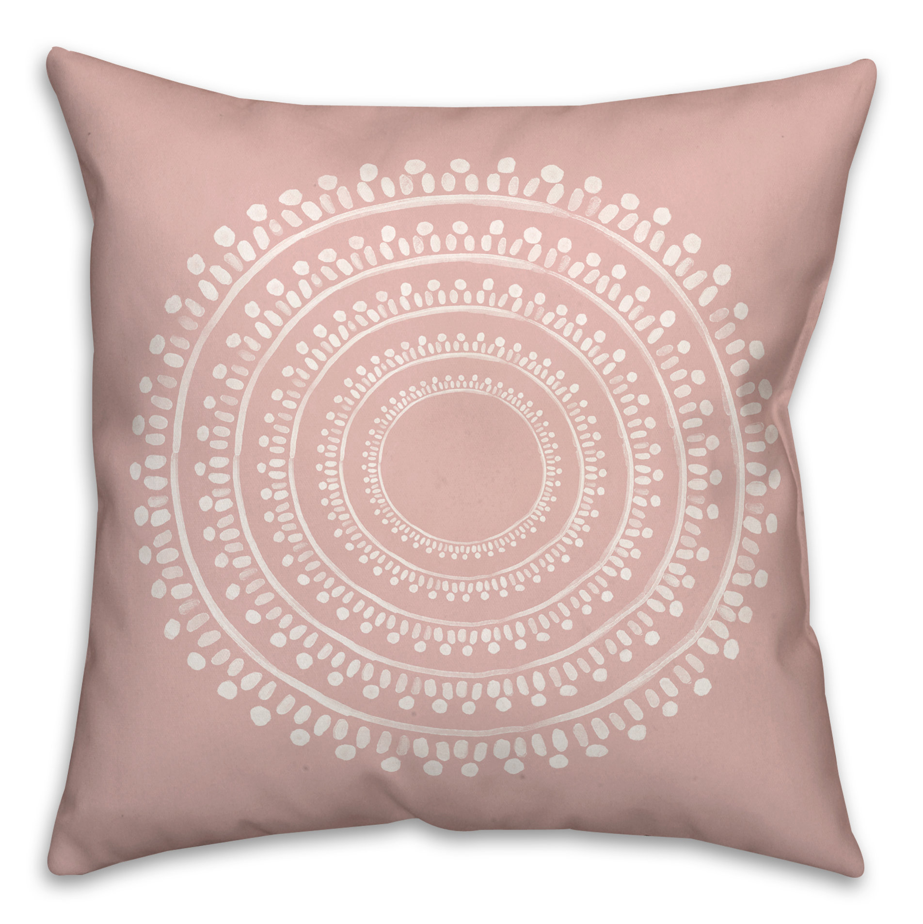 Centered Pink Boho Circle 18x18 Indoor/Outdoor Pillow, 18x18 ...