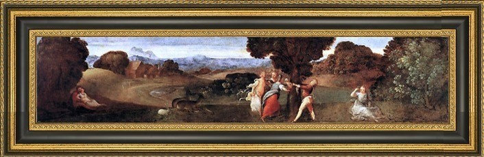 Titian the Birth of Adonis Framed Premium Canvas Print, 15"x30 ...
