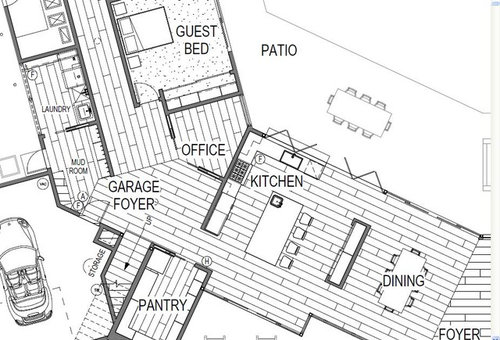 Help: Tile layout ideas needed for large angled open floor plan