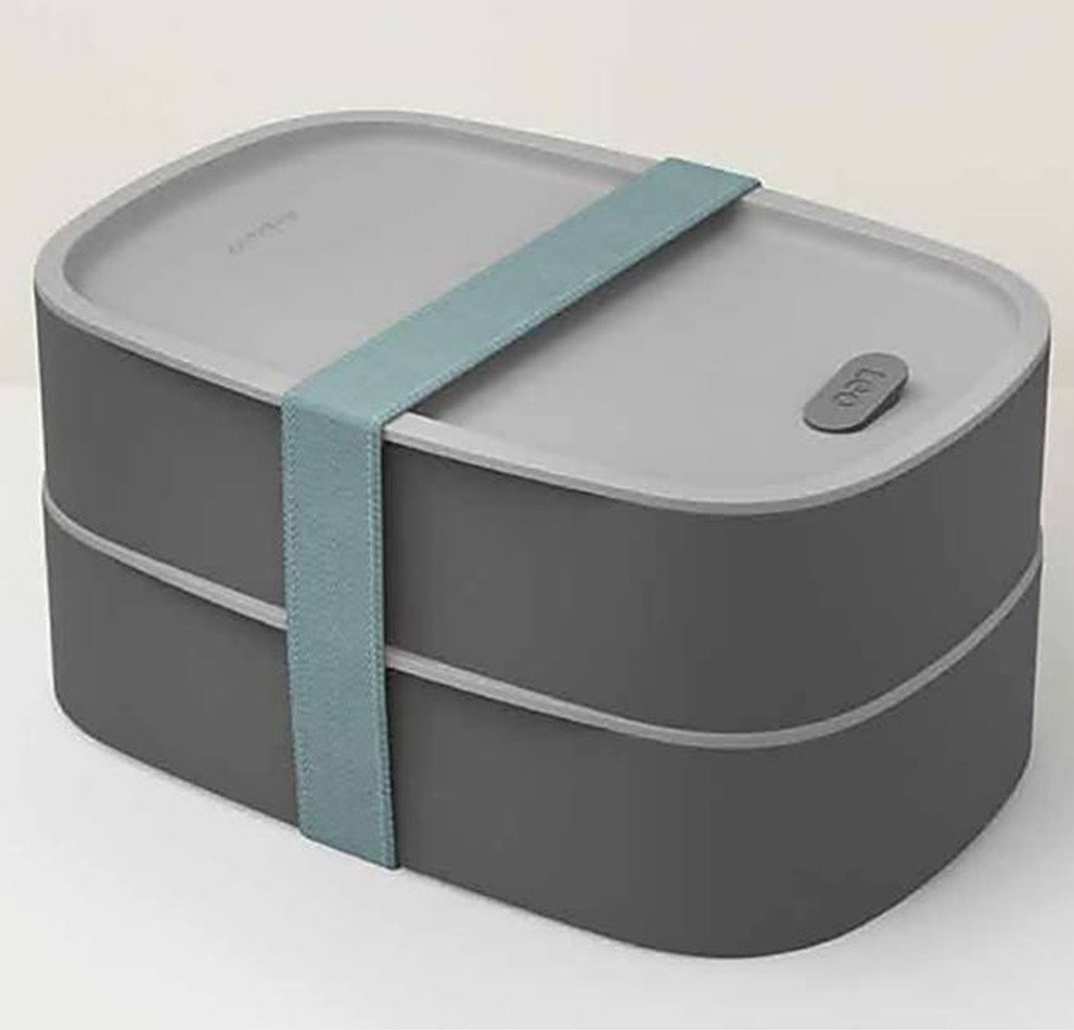 Leo 3pc Dual Bento Box Set /Strap, Gray & Mint - Contemporary - Lunch ...