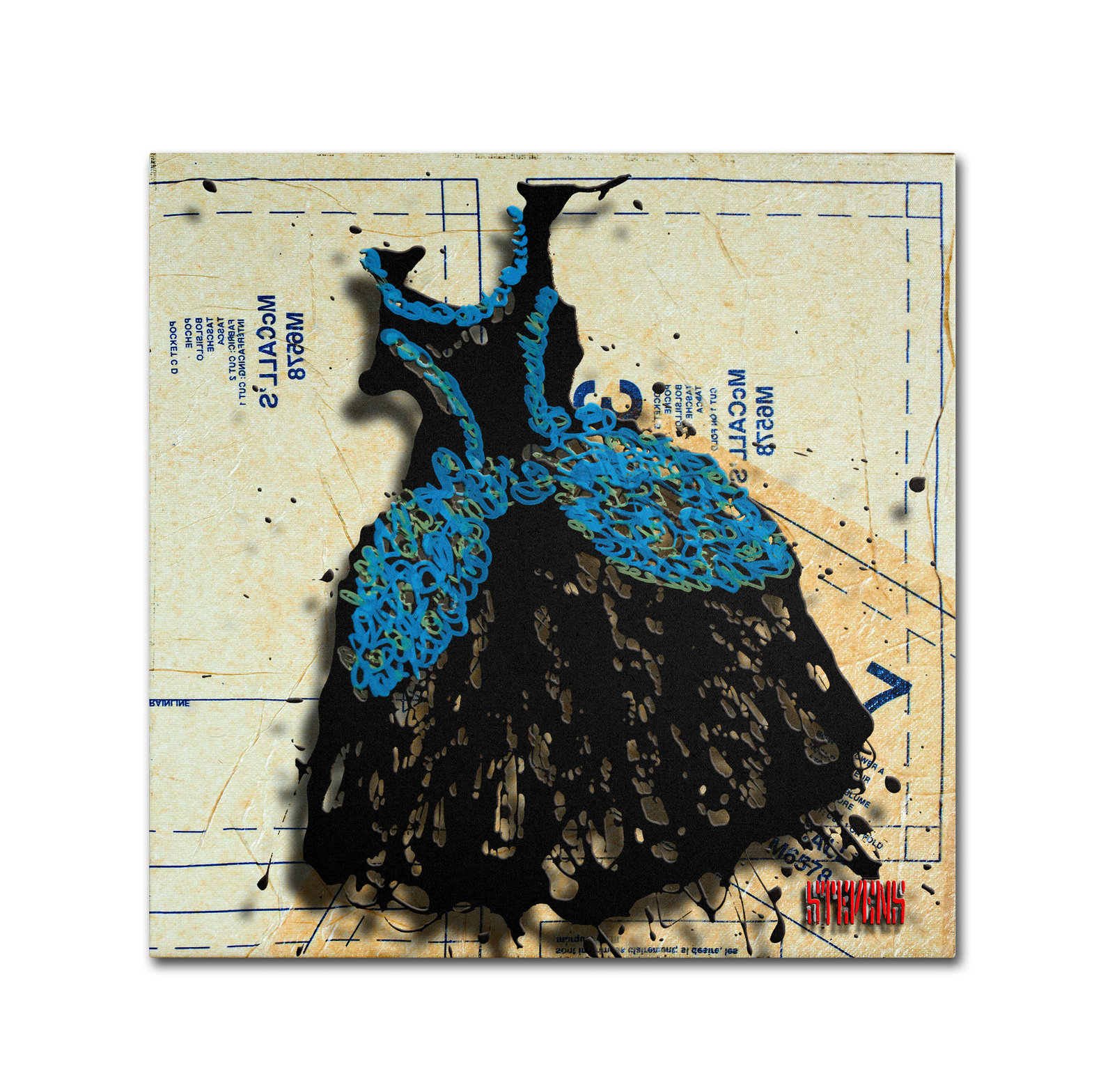 'Black n Blue Swirls' Canvas Art by Roderick Stevens, 24" x 24 ...