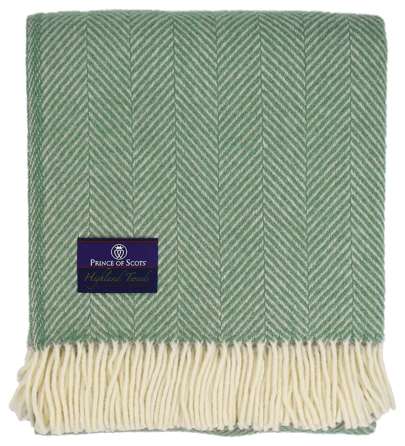 Highland Tweed Herringbone Pure New Wool Throw, Mint - Contemporary ...