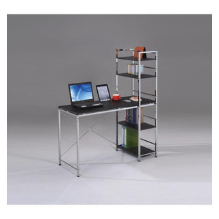 Elvis Computer Desk w/Shelves, Black & Chrome - Contemporary - Area ...