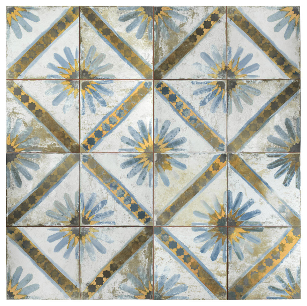 Kings Marrakech Blue Ceramic Floor and Wall Tile - Farmhouse - Wall And ...