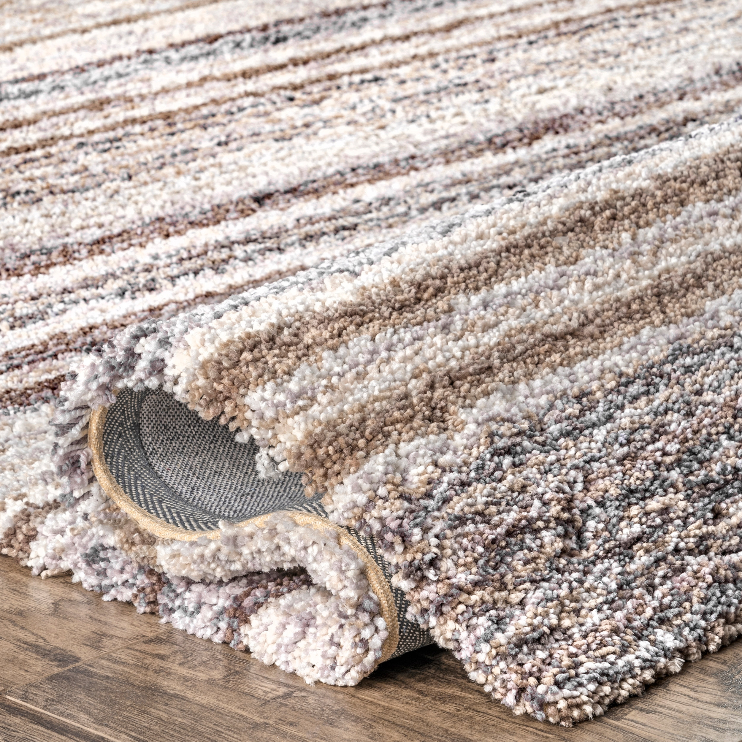 Hand-Tufted Striped Shaggy Plush Shag Rug, 9'x12' - Contemporary - Area ...