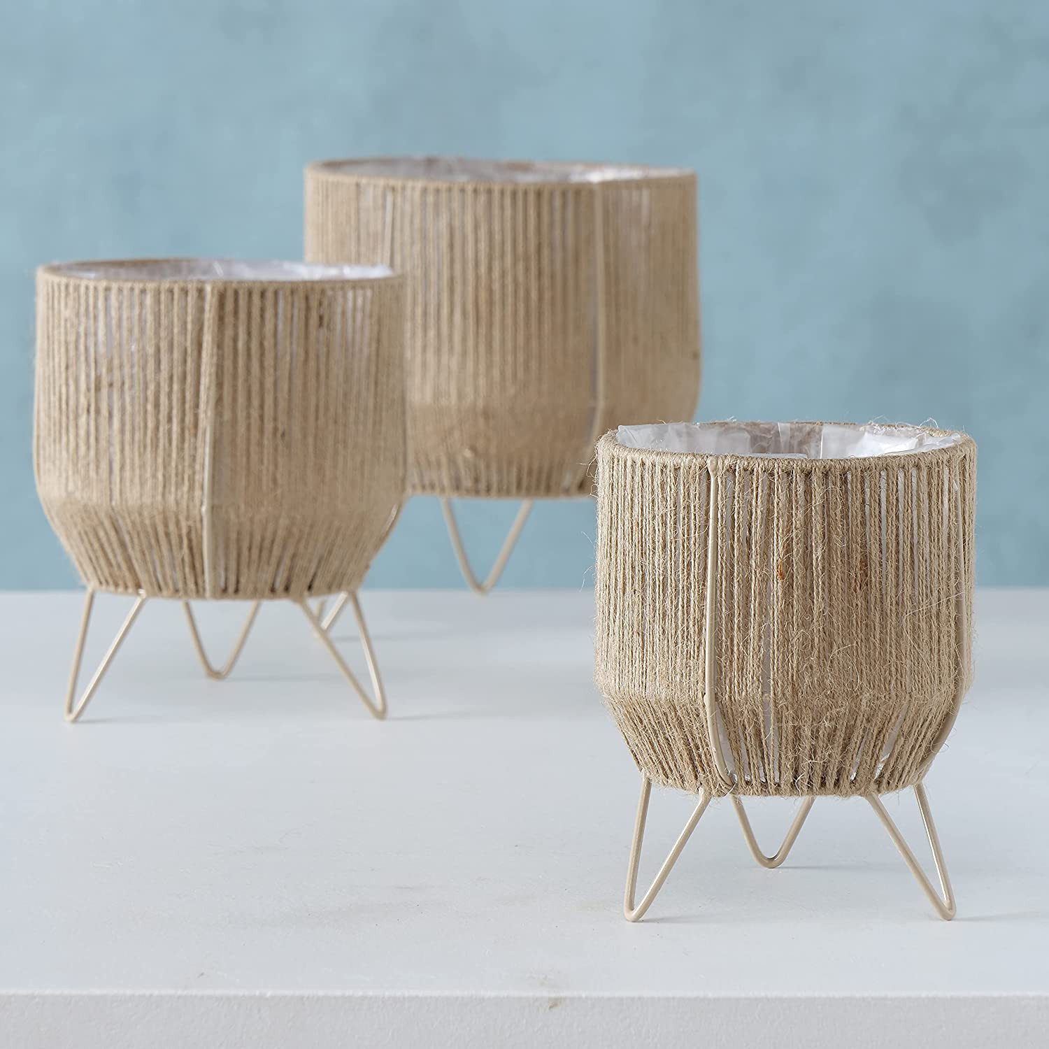 3 Piece Standing Planter Set, 8 1/4 L x 7 W x 7 H inches - Beach Style ...