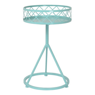 Plutus Brands Metal Plant Stand, Blue Metal - Contemporary - Plant ...