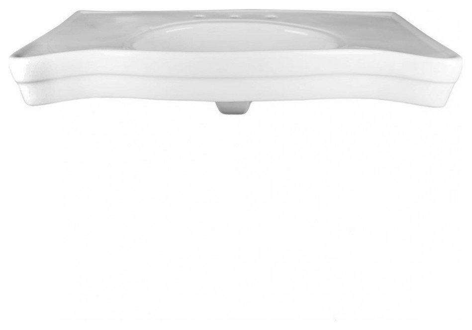 Console Sink White Porcelain with Hardwood Leg, 8" Faucet and P Trap ...