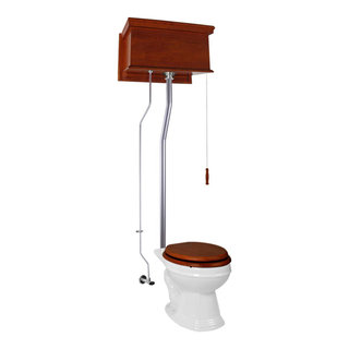 Light Mahogany High Tank Pull Chain Toilet with Satin L-Pipe and ...