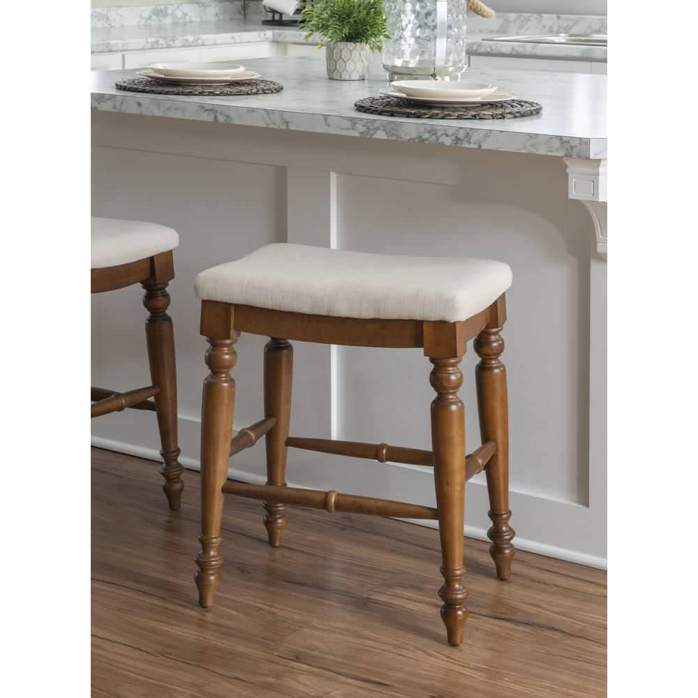 Marino 25 Backless Counter Stool, Linen/Walnut - Contemporary - Living ...