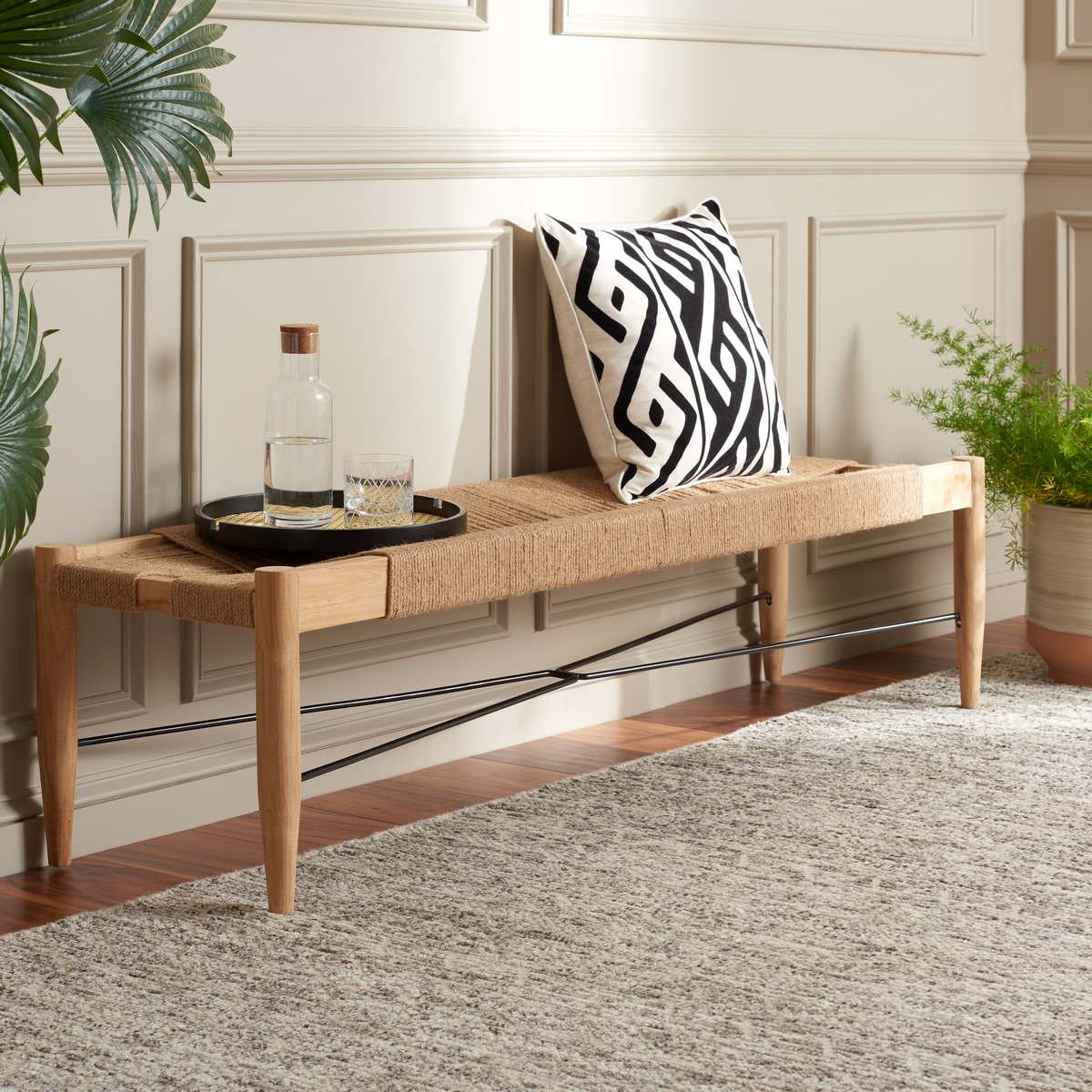 Safavieh Arcana Jute Bench, #N/A - Beach Style - Accent And Storage ...