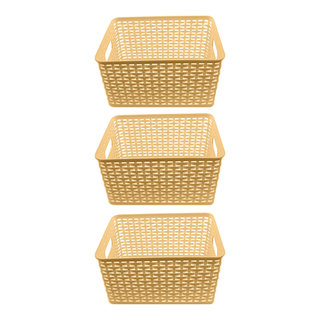 Plastic Rattan Storage Box Basket Organizer, Small-Pack of 3 - Tropical ...