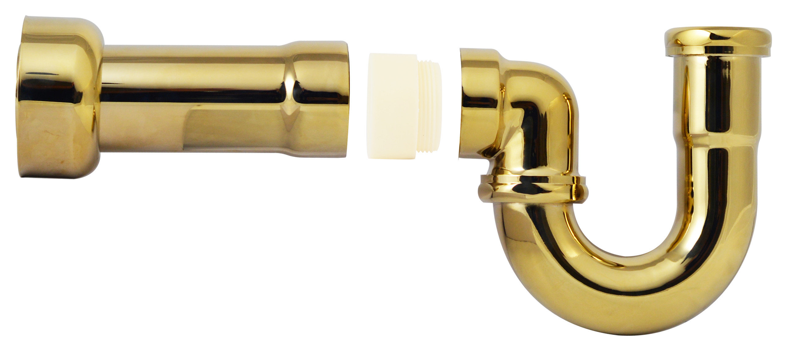 1.5" New England Style P-Trap With High Box Flange In Polished Brass ...