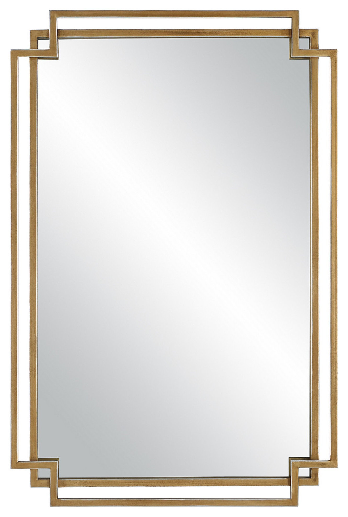 22 x 34 Rectangular Accent Mirror With Two Overlapping Frames, Brushed ...
