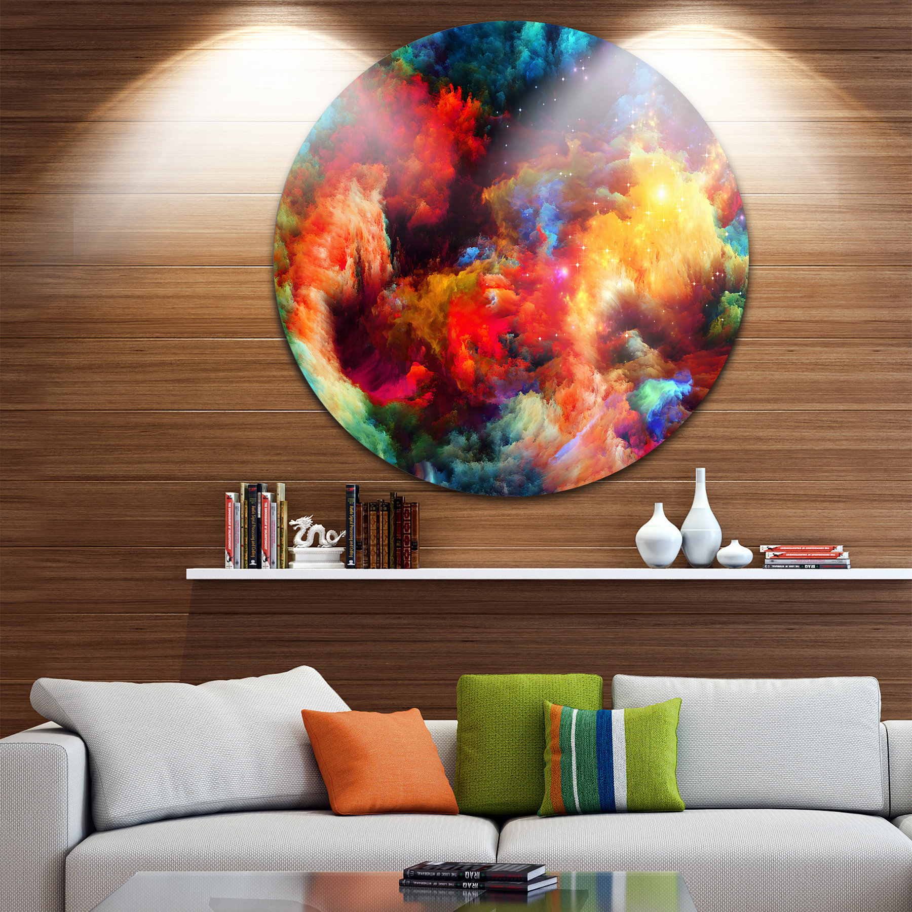 Fractal Paint Fusion, Contemporary Art Round Wall Art, Disc of 23 inch ...