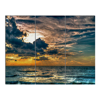 "Sun Break Over Blue Ocean" Metal Art, 36"x28" - Beach Style - Metal ...