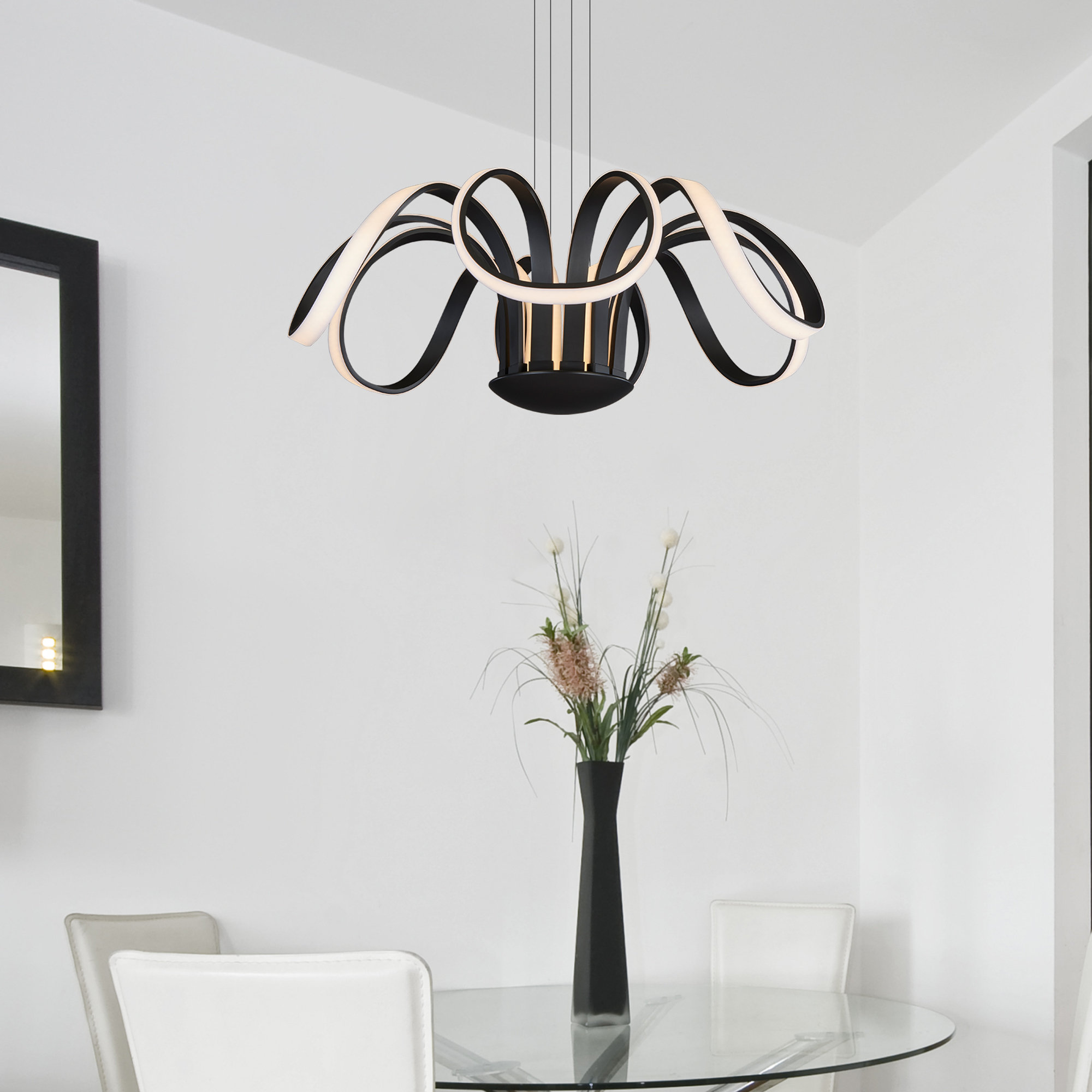 Capella Flower Petal LED Chandelier, Black - Modern - Chandeliers - by ...