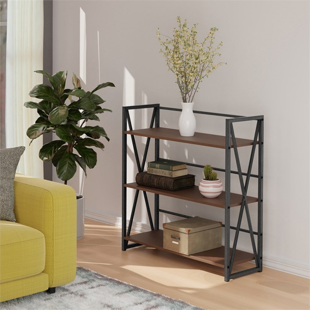 Winsome Isa 3-Tier Contemporary Wood Shelf in Graphite and Walnut ...