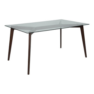 Parkside 35.25" x 59" Rectangular Solid Espresso Wood Table with Clear ...