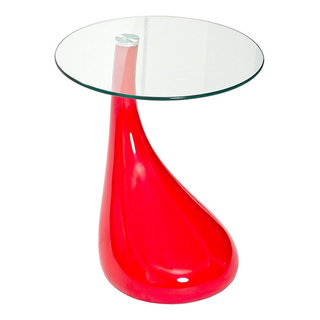 Modern Red Teardrop Side Table, 17.5"Lx17.5"Wx22"H - Contemporary ...
