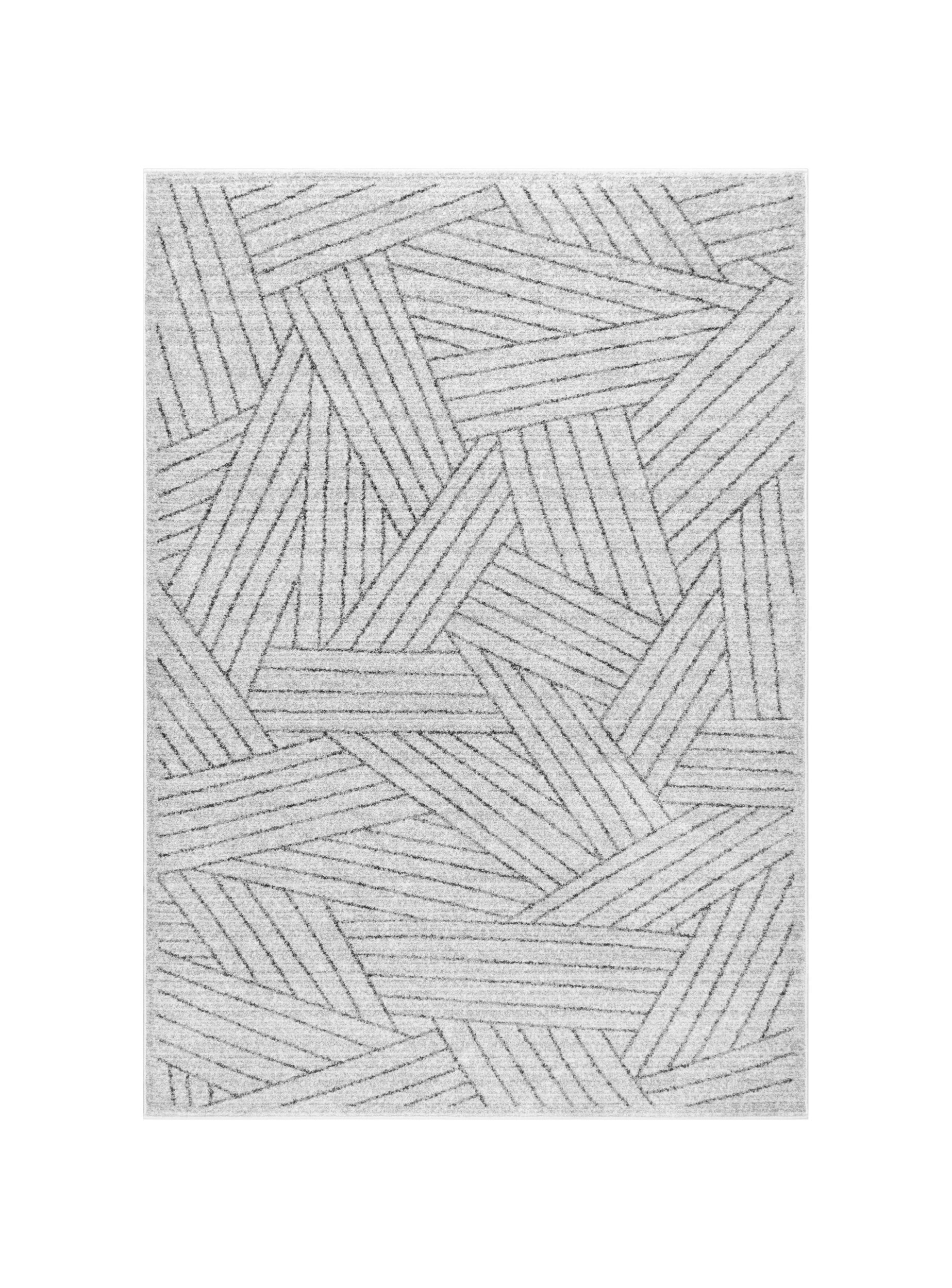 Contemporary Overlapping Striped Bands Area Rug, Gray, 7'6"x9'6 ...