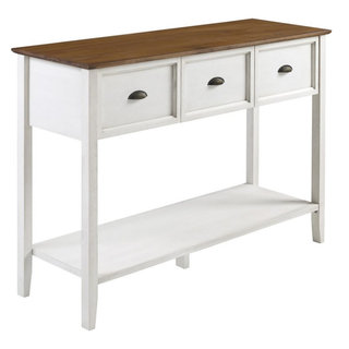 Pemberly Row 3 Drawer Buffet Table in Rustic Oak/White Finish ...