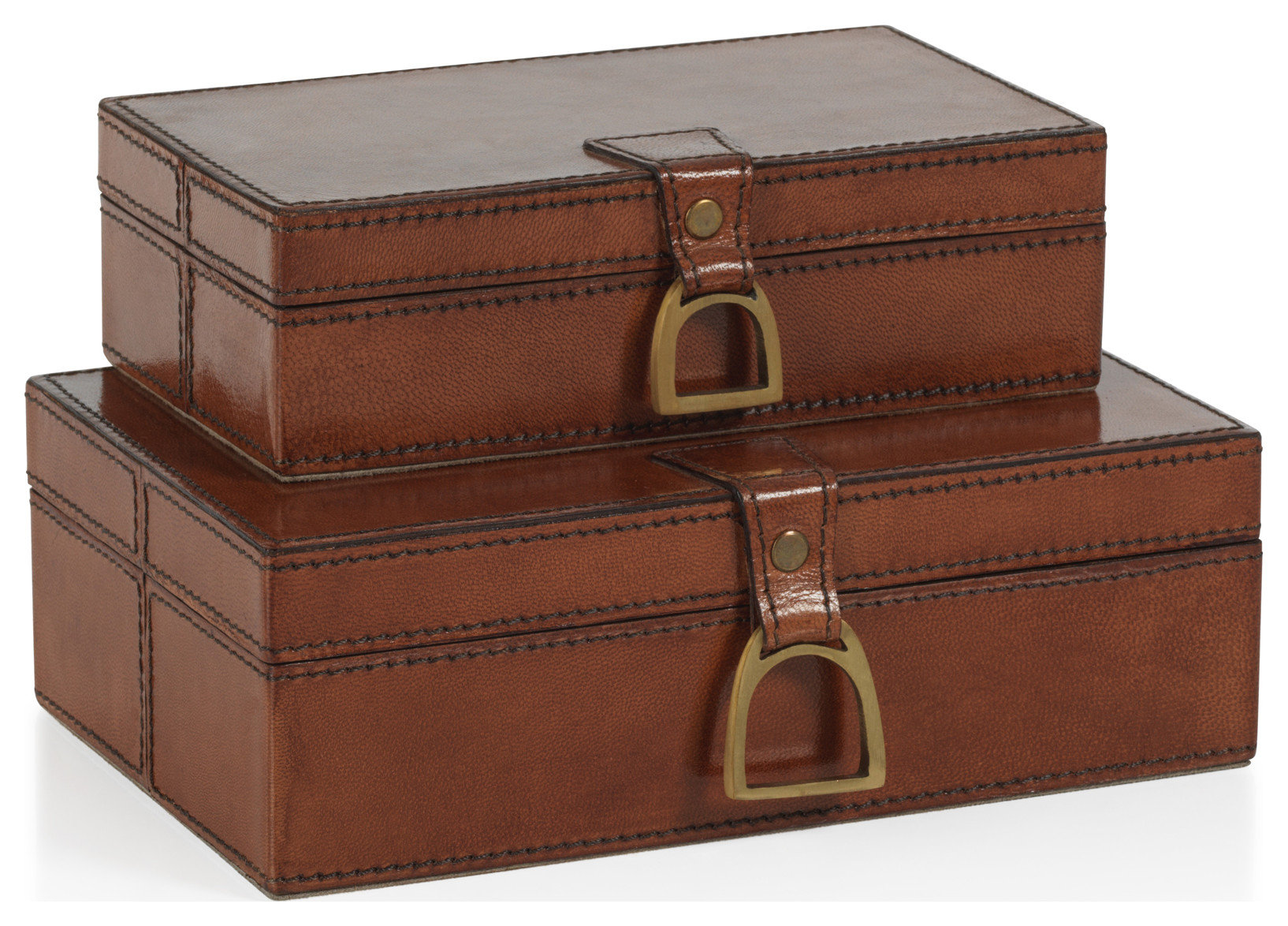 Chadwell Rectangular Leather Decorative Box, Small - Southwestern ...
