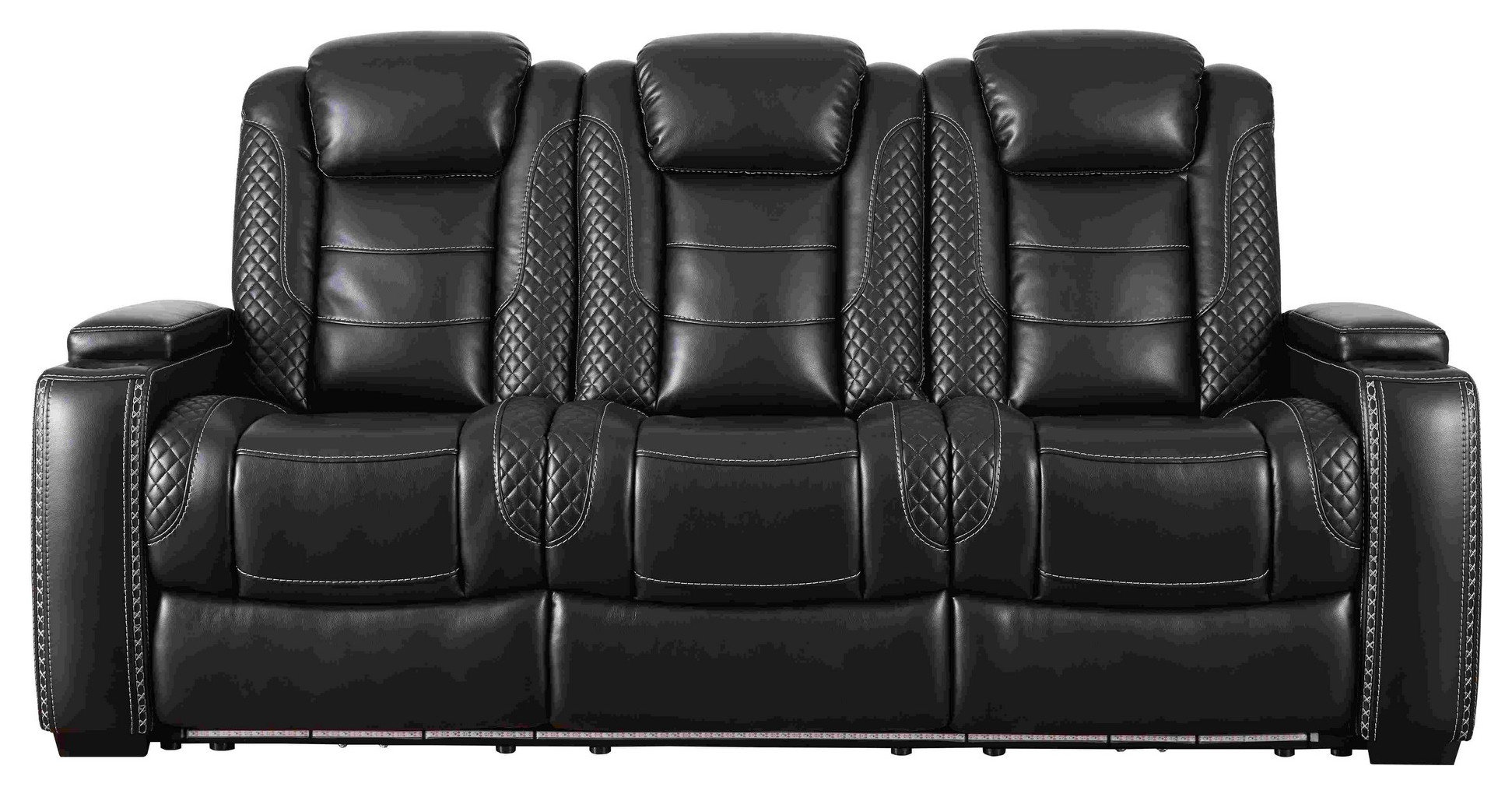 Benzara BM262351 Power Recliner Sofa, Adjustable Headrest & LED ...