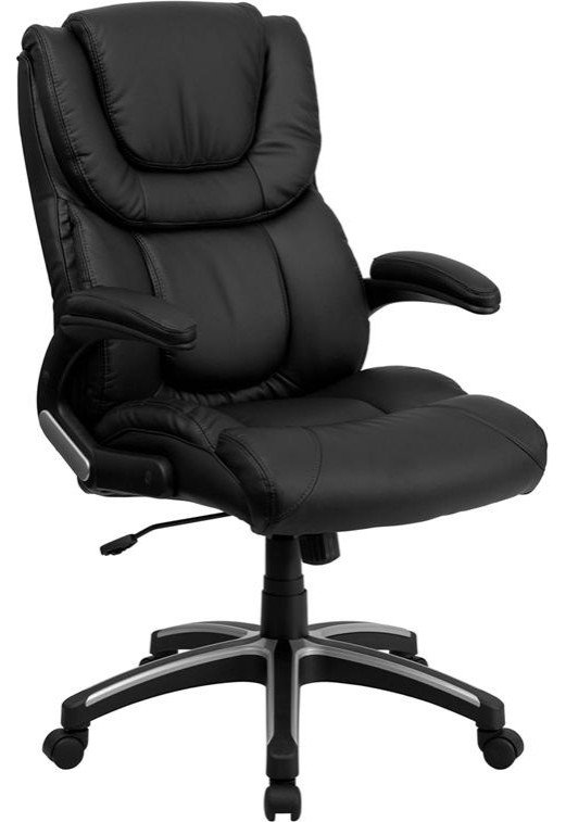 High Back Black Executive Swivel Office Chair with Double Layered ...