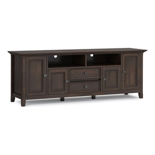 Amherst SOLID WOOD 72" Wide Transitional TV Media Stand in Brunette ...
