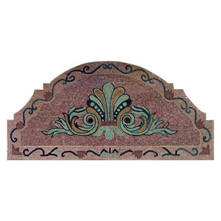 Arched Shape With Green Floral Design, 59" x 24" - Traditional - Tile ...