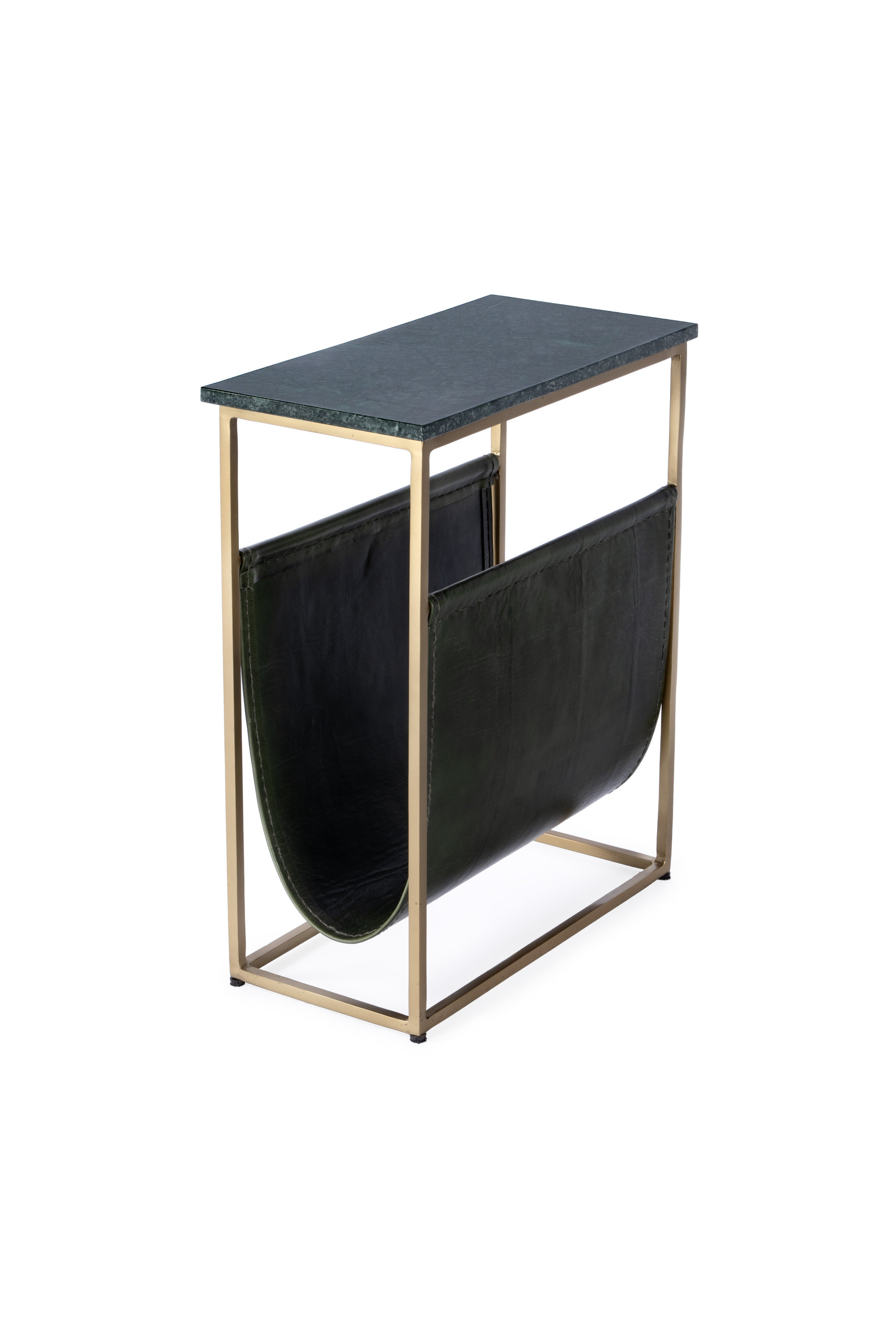 Edie Marble and Leather Magazine Side Table - Contemporary - Side ...