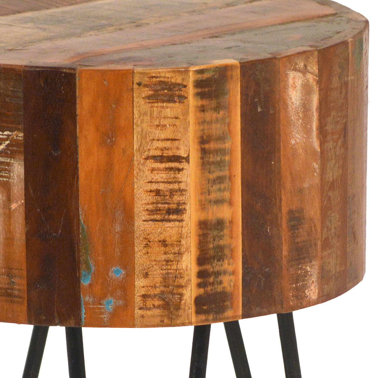 Reclaimed Wood Round Side Table / Stool - Rustic - Side Tables And End ...