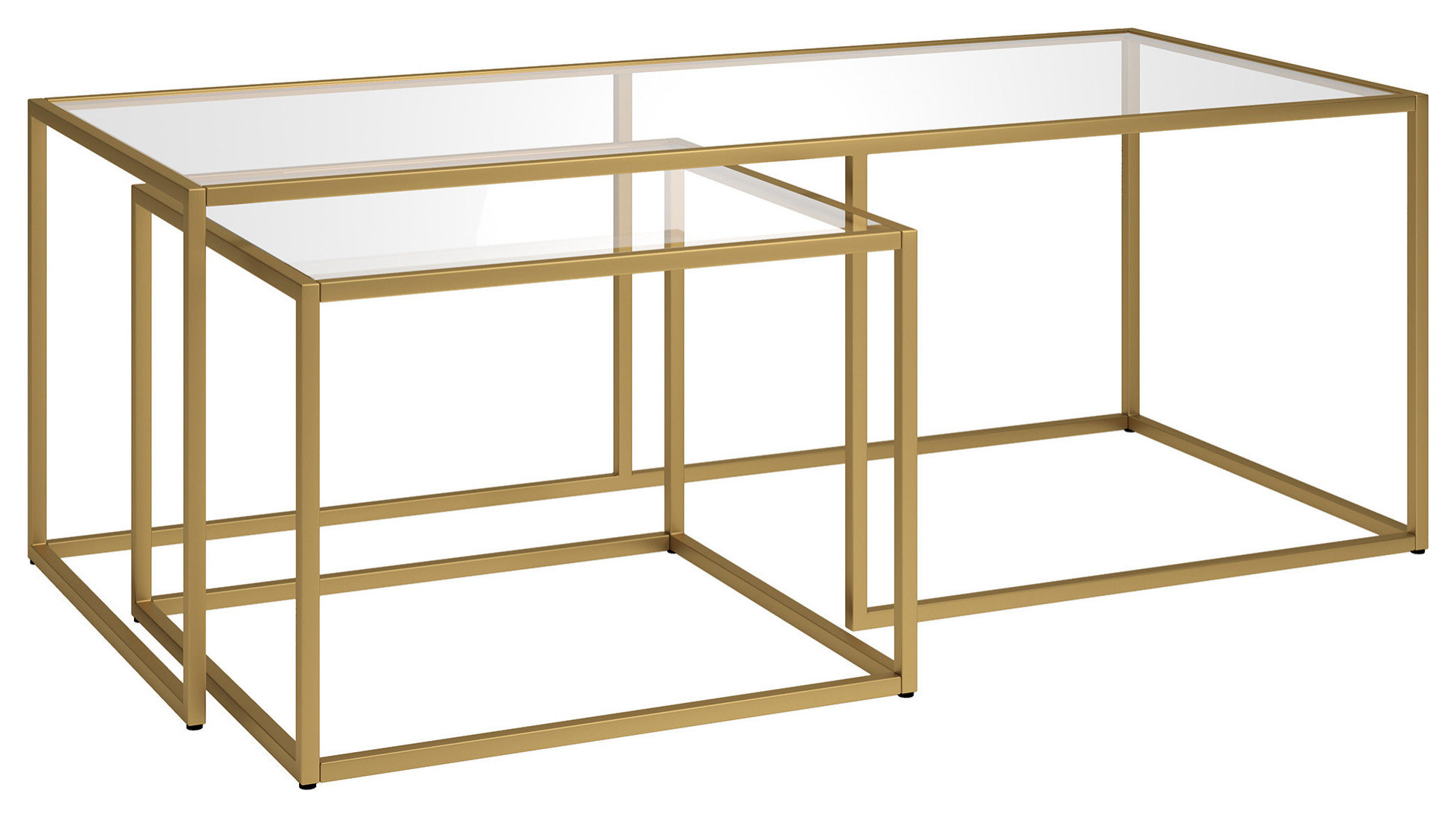 50" Gold Glass Rectangular Nested Coffee Tables, 2-Piece Set - Contemporary - Coffee Table Sets ...
