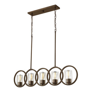 Delano 5-Light Island in Rubbed Bronze, 41.625 - Transitional - Kitchen ...