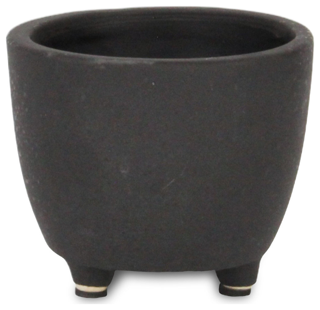Textured Ceramic Pot - Small & Dark - Transitional - Outdoor Pots And ...