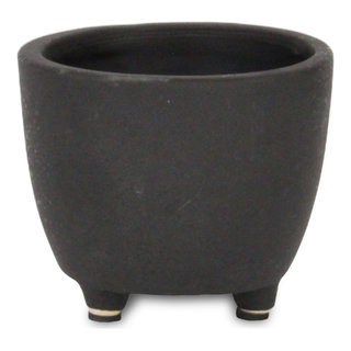 Textured Ceramic Pot - Small & Dark - Transitional - Outdoor Pots And ...