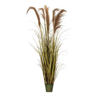 Vickerman 55" Artificial Potted Green Grass and Natural Reeds ...