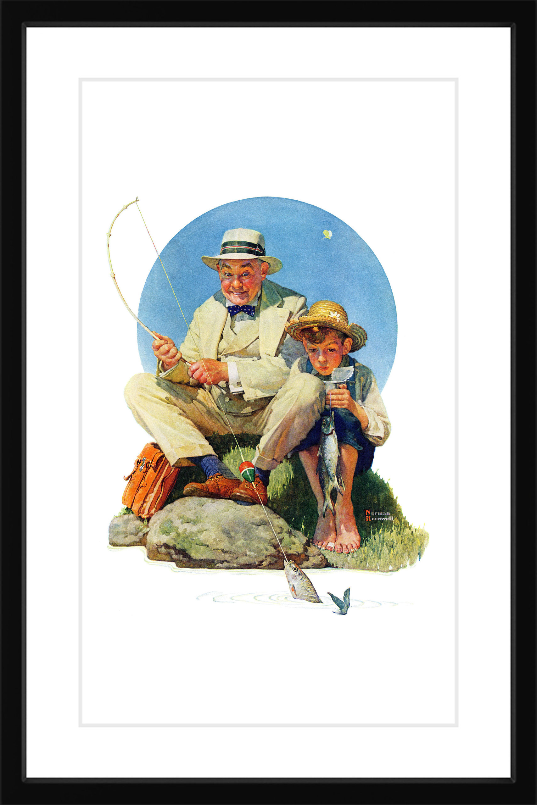 "Catching the Big One" Framed Art Print by Norman Rockwell, 20"x30 ...