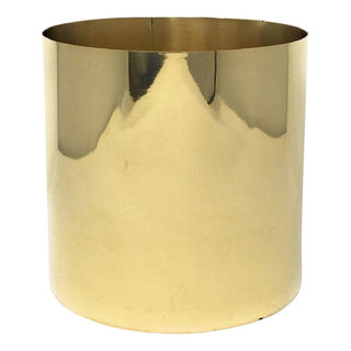 Serene Spaces Living Polished Brass Cylinder, Shiny Round Vase for ...