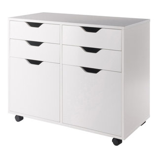 Halifax Wide 2-Door Storage Cabinet, 4-Drawer, White - Transitional ...