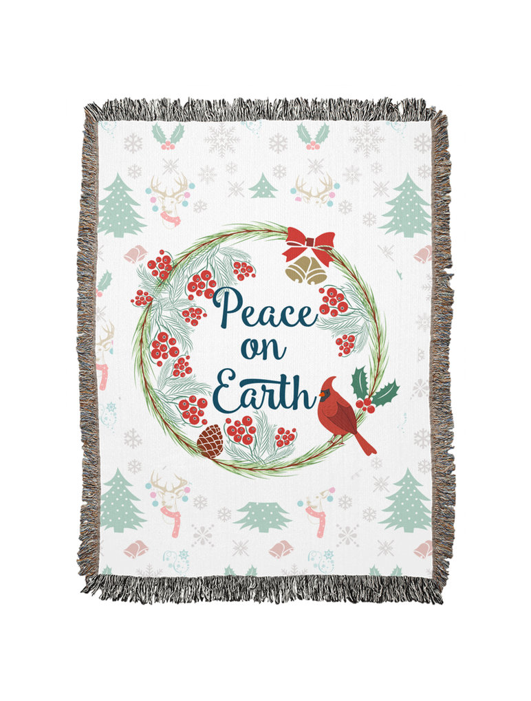 Peace on Earth Pattern Woven Blanket, 60x80 - Rustic - Blankets - by ...