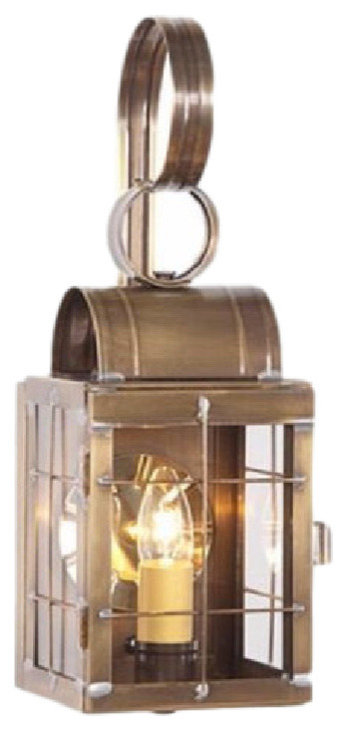 Colonial Entry Lantern, Weathered Brass - Traditional - Outdoor Wall ...