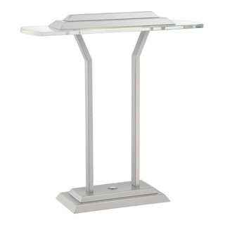 Led Table Lamp, Silver Clear Tempered Glass, Led Bulb 8W - Contemporary ...