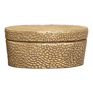 Oval Pebble Box Large Brass - Contemporary - Decorative Boxes - by ELK ...