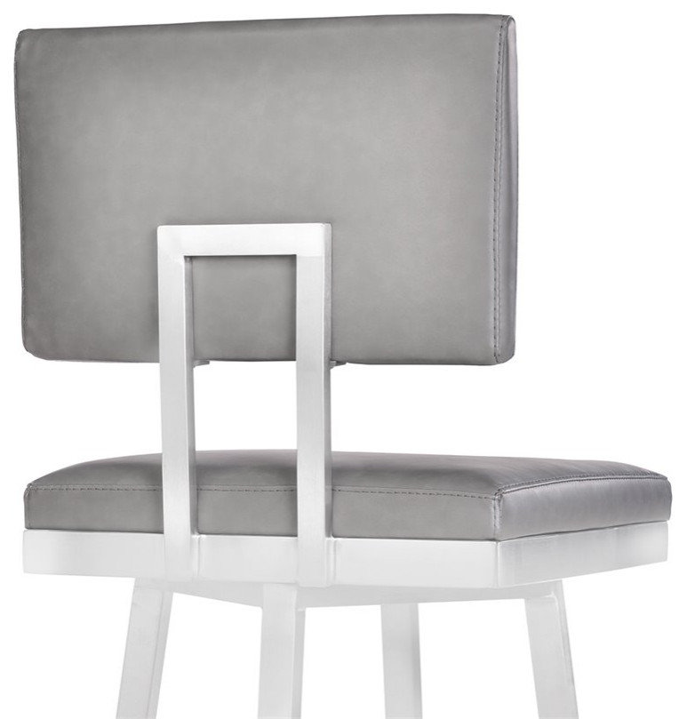 Armen Living Balboa 26" Faux Leather Swivel Counter Stool in Gray and ...