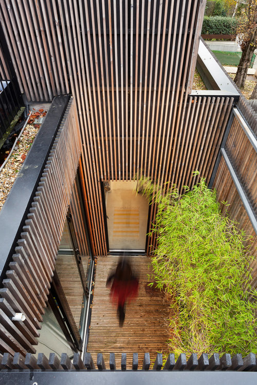 Fixing open timber cladding fins | Houzz UK